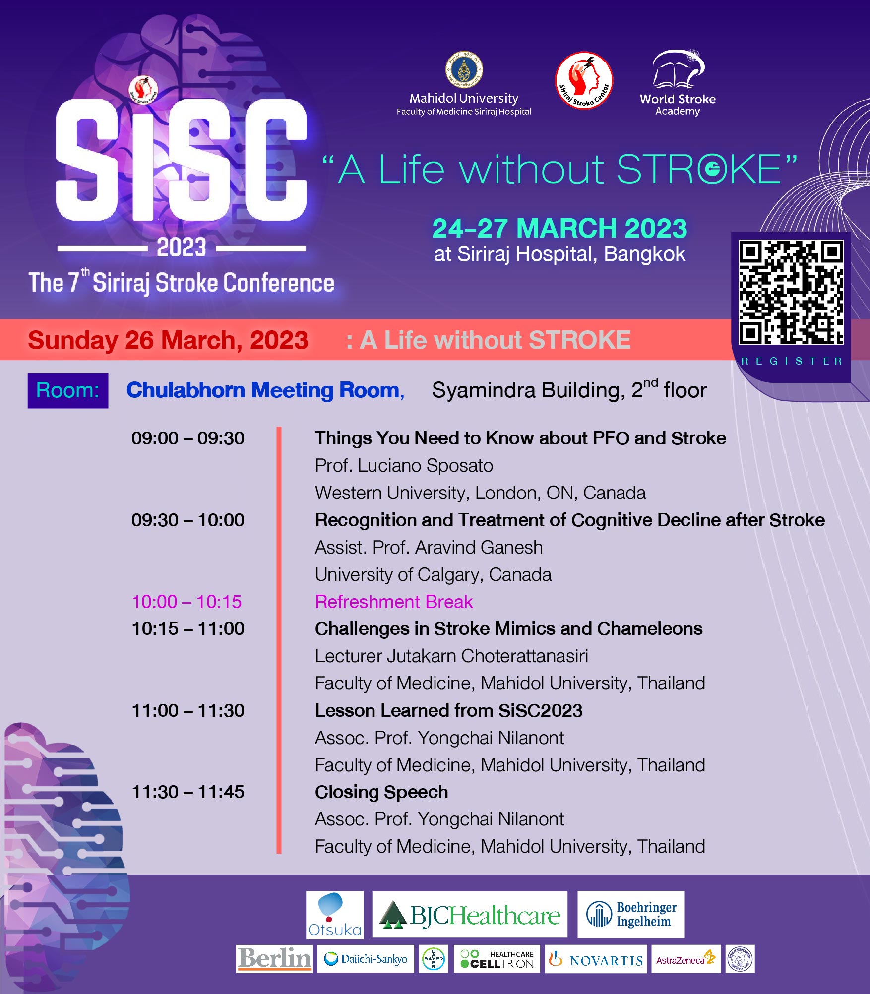 Highlighted Topics และกำหนดการงาน SiSC 2023 – Siriraj Stroke Center